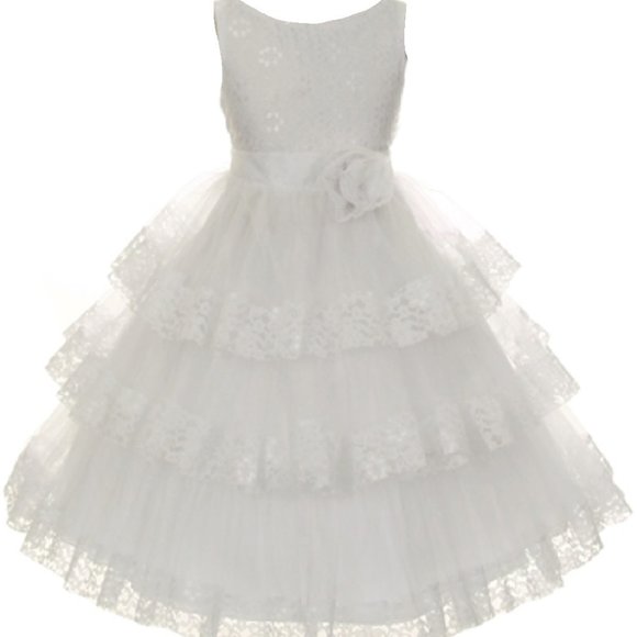 Bny Corner | Dresses | Little Girls Lace Overlay Layered Easter Wedding ...